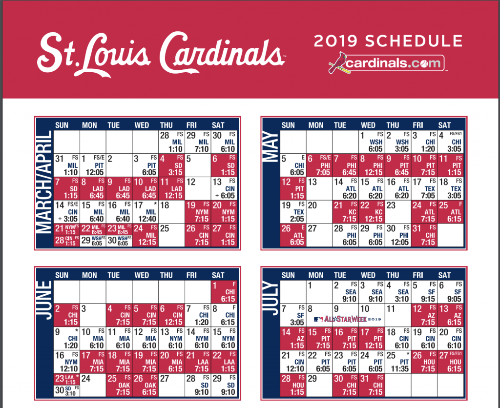 Cardinals Schedule, Cardinals Radio and TV Broadcast Schedule - News ...