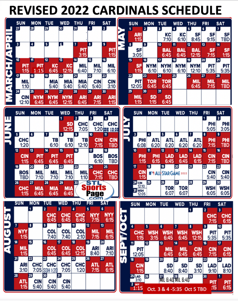Cardinals 2022 Regular Season and Promotional Schedule - News from Rob ...