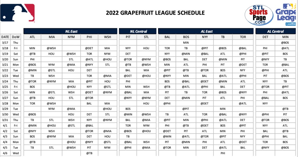 Cardinals announce revised spring training schedule and spring training ...